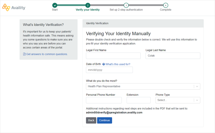 Verify your identity manually