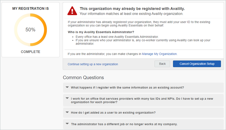 Register an organization in Availity Essentials