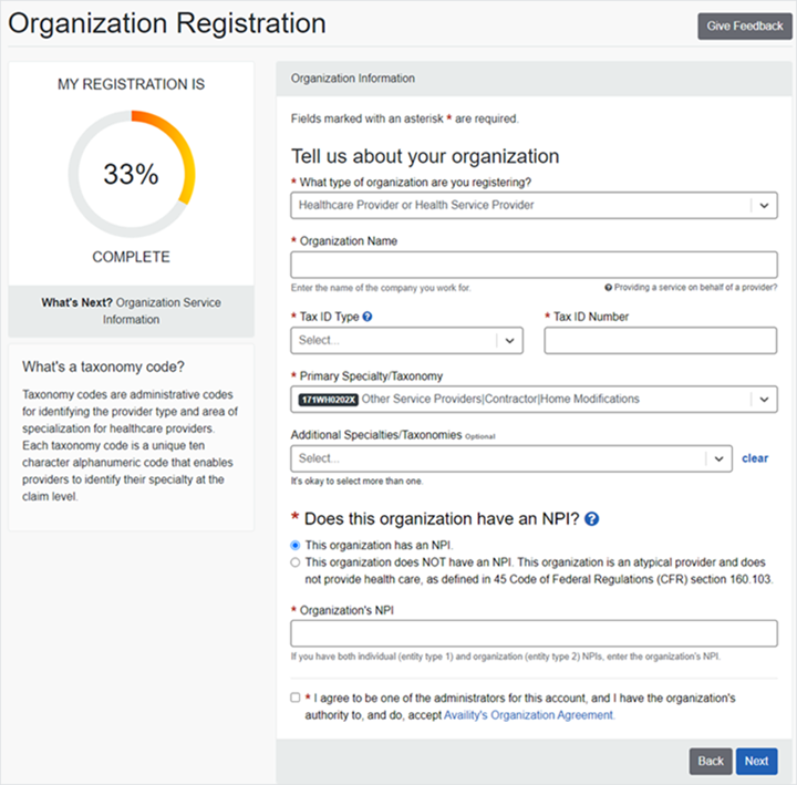 Before you register your provider organization